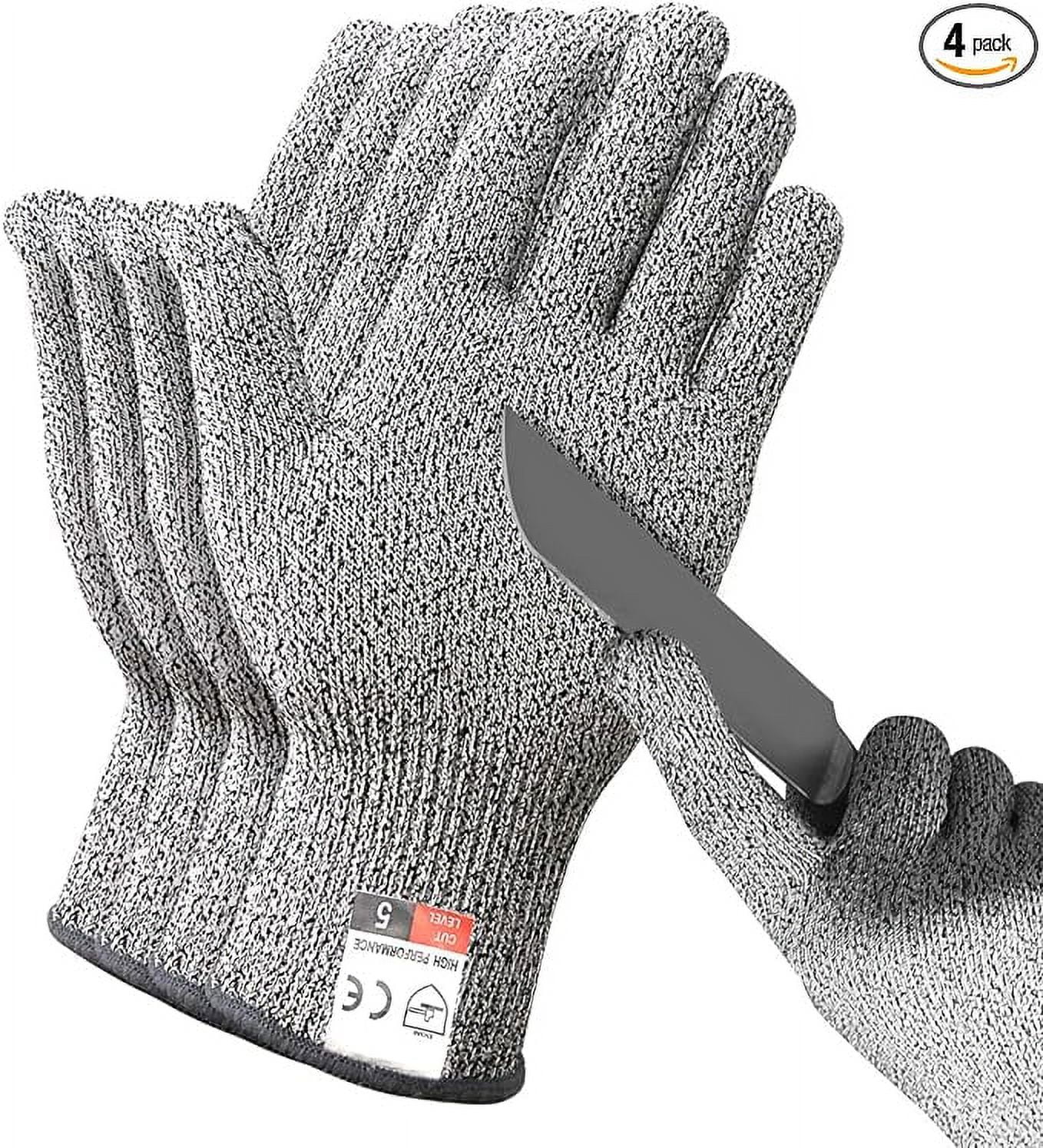 DEYAN Cut Resistant Gloves - 2 Pairs Food Grade Safety Cutting Gloves ...
