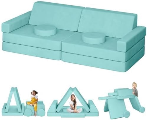 DEYGIA 10Pcs Modular Kids Sofa, 65.4" Kids Play Couch for Playroom ...