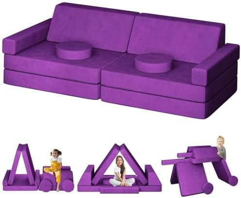 DEYGIA 10Pcs Modular Kids Sofa, 65.4" Kids Play Couch for Playroom ...