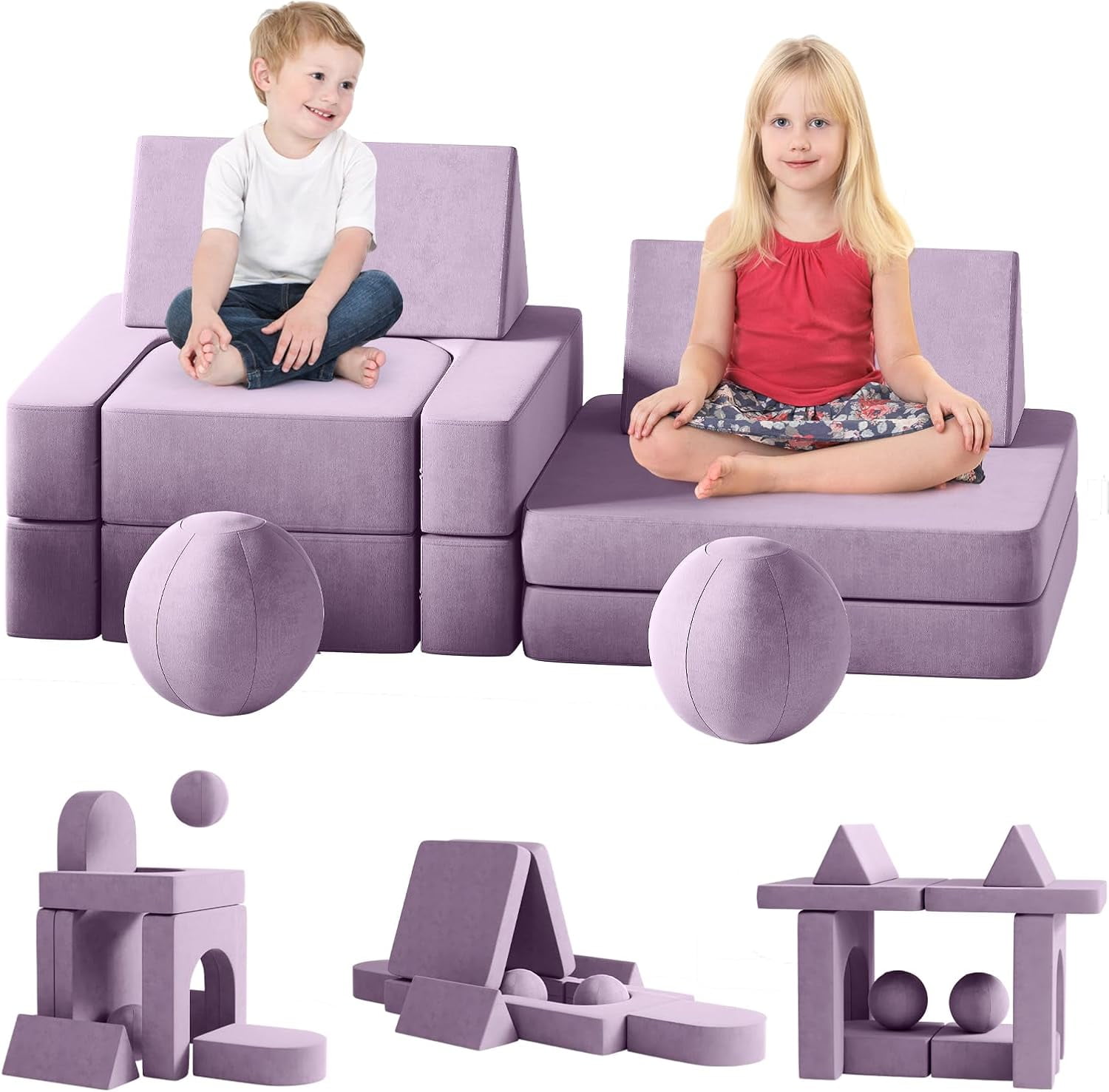 DEYGIA 10pcs Kids Sofa Toddler Couch, Kids Couch Couch with 2 Balls and ...