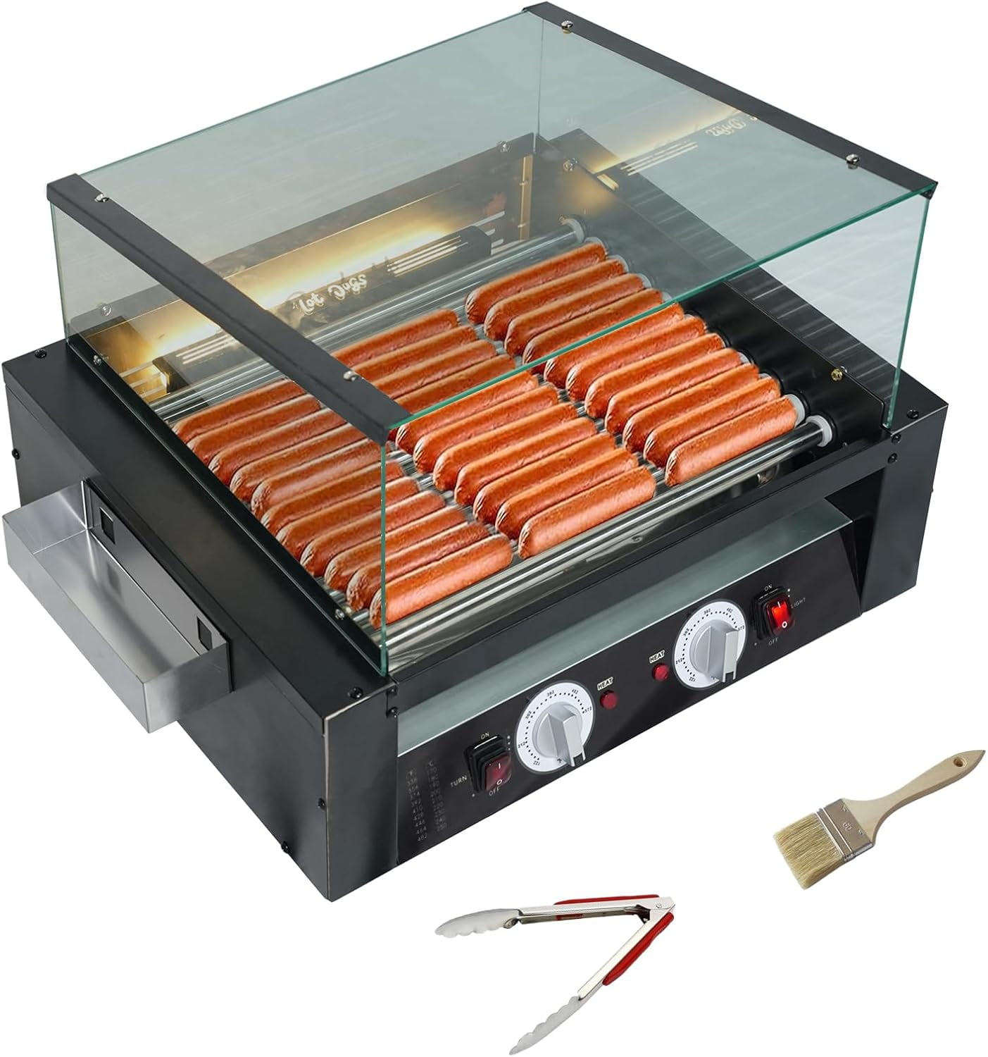 DEYGIA 1400W Hot Dog Roller, 11 Rollers Large Capacity Hot Dog Machine ...