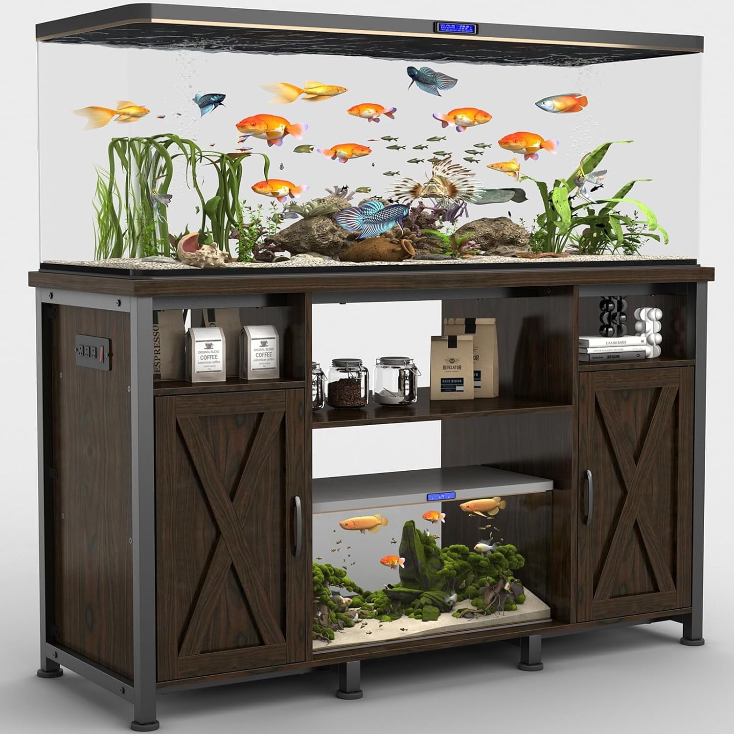 DEYGIA 55-75 Gallon Fish Tank Stand with Power Outlets, Heavy Duty ...