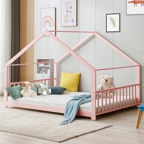 DEYGIA Full Size Floor Bed Wood Toddler Bed with Headboard and ...