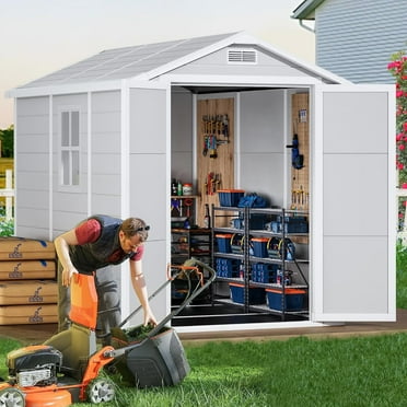5 x 3 FT Resin Outdoor Storage Shed Clearance, Garden Plastic Tool Shed ...