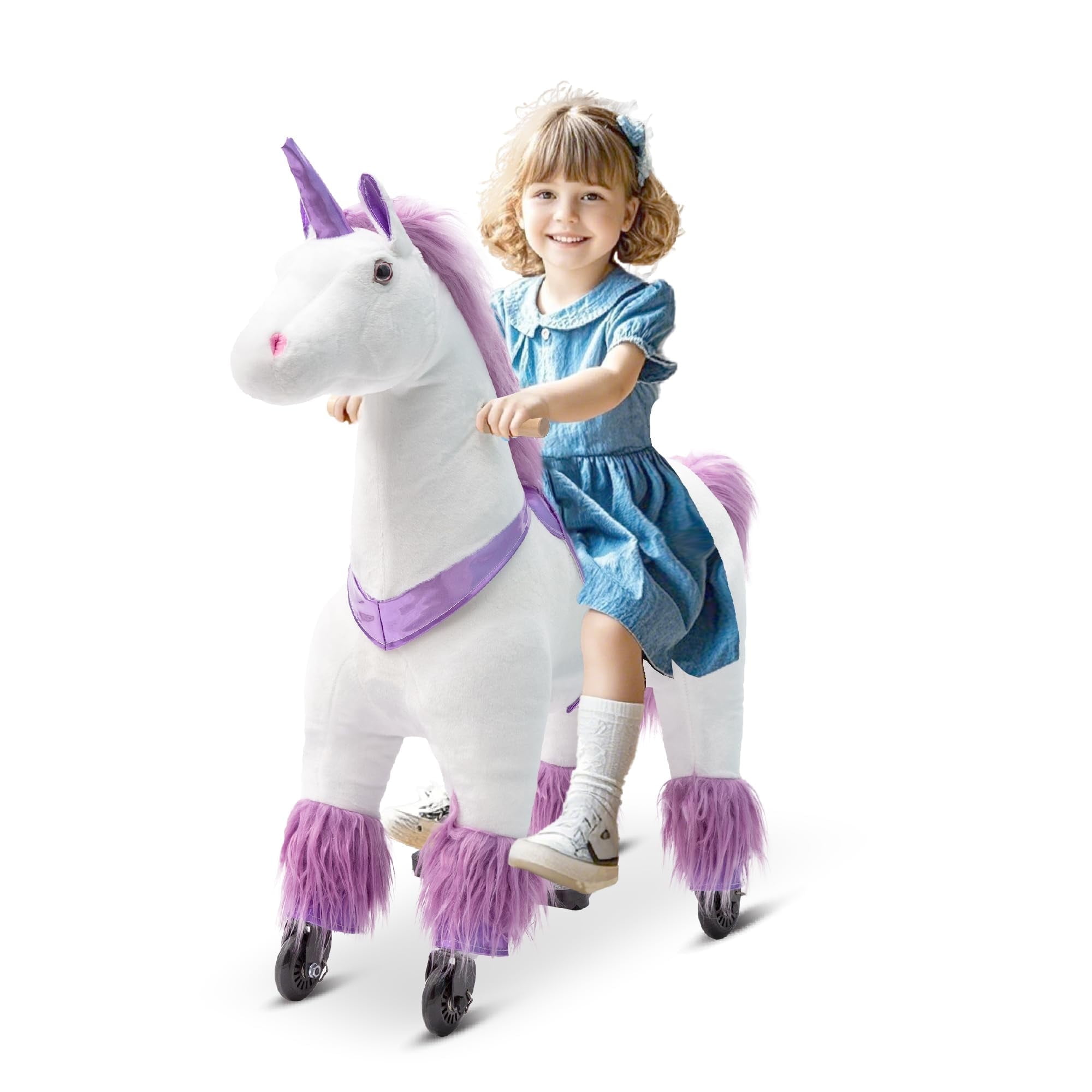 DEYGIA Ride on Unicorn Toys, Mechanical Cycle Walking Action Plush ...