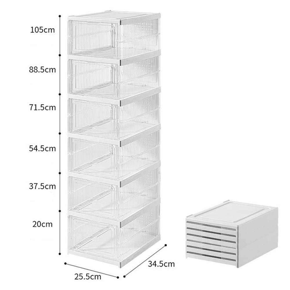 DEYISI Stackable Transparent Shoe Storage Box Organizer For Various Sizes, Foldable Space-Saving ...