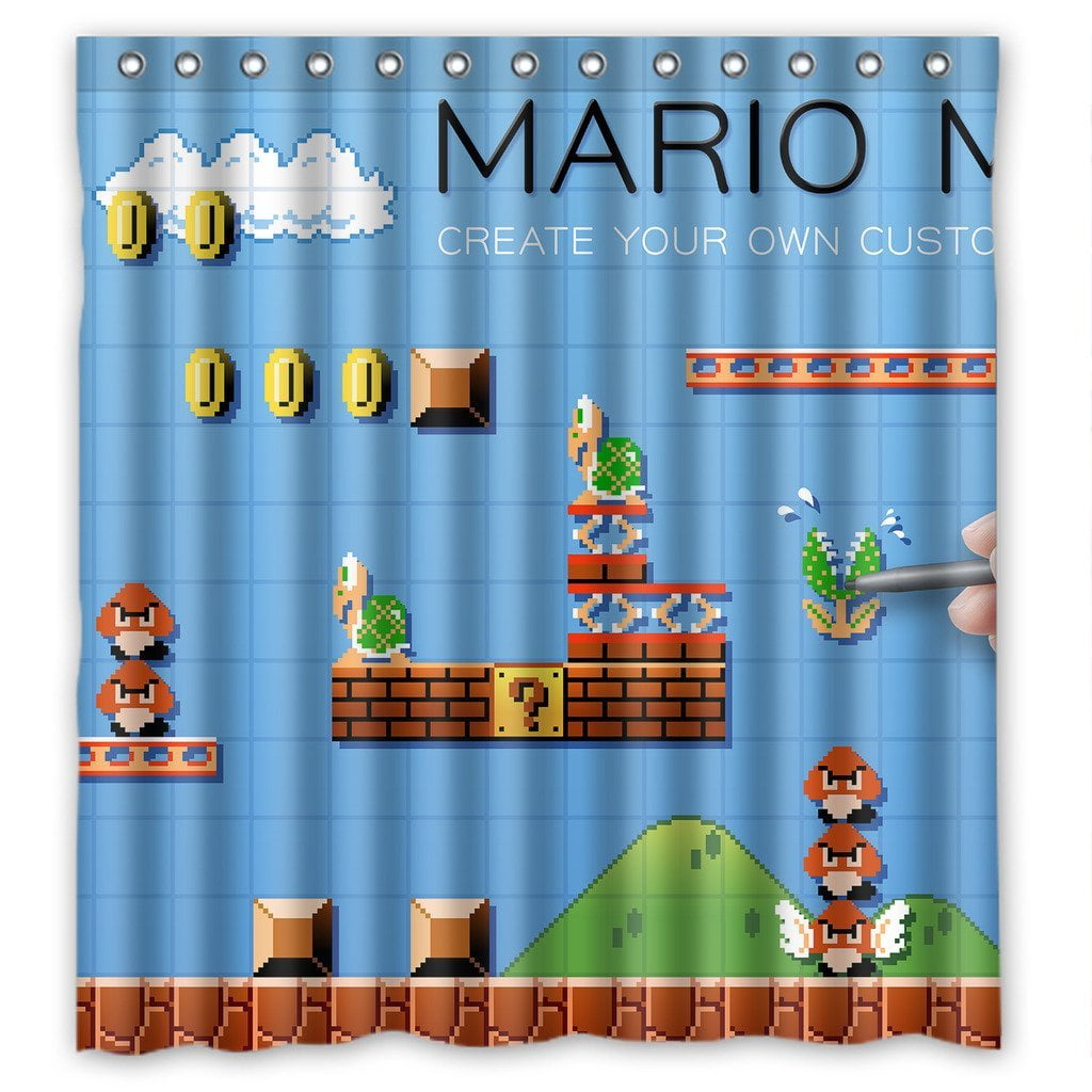 DEYOU Adorable Super Mario Cartoon Shower Curtain Polyester Fabric ...
