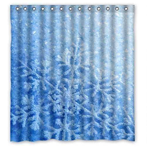 DEYOU Blue White Snow Flake Winter Snow Shower Curtain Polyester Fabric ...