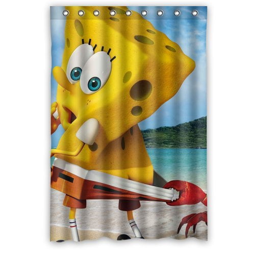 DEYOU Cartoon Sponge with Squarepants Shower Curtain Polyester Fabric ...