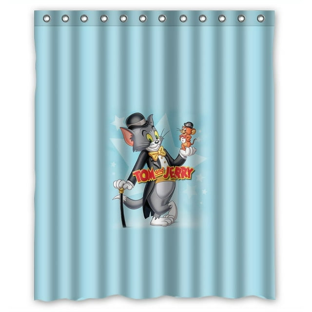DEYOU Cartoon Tom And Jerry Shower Curtain Polyester Fabric Bathroom ...