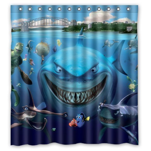 DEYOU Cartoon White Shark Underwater Nemo Clown Fish Shower Curtain ...