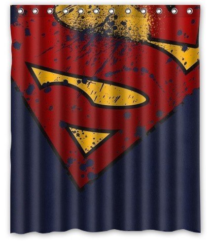 DEYOU Comic Hero Superman Logo Badges Brown Shower Curtain Polyester ...