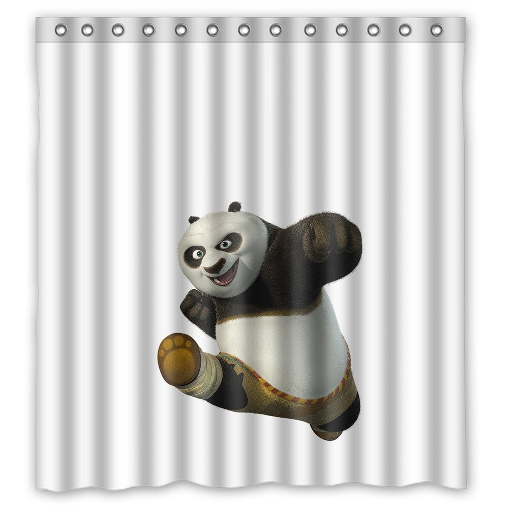 DEYOU Cute Kung Fu Panda Shower Curtain Polyester Fabric Bathroom ...
