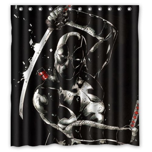 DEYOU Deadpool Design Anime Shower Curtain Polyester Fabric Bathroom ...