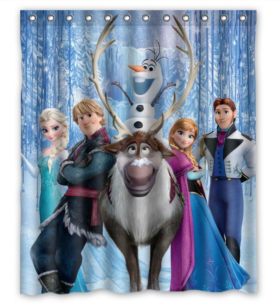 DEYOU Frozen Cartoon Movie Elsa Anna Olaf Kristoff Sven Shower Curtain ...