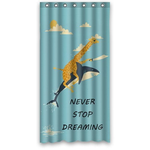 DEYOU Giraffe Riding Shark Never Stop Dreaming Shower Curtain Polyester ...