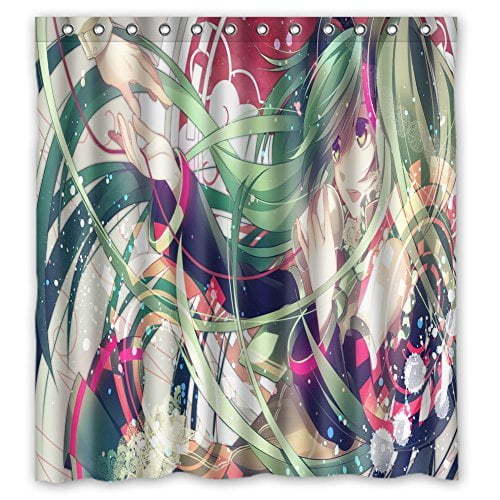 DEYOU Hatsune Miku Shower Curtain Polyester Fabric Bathroom Shower ...
