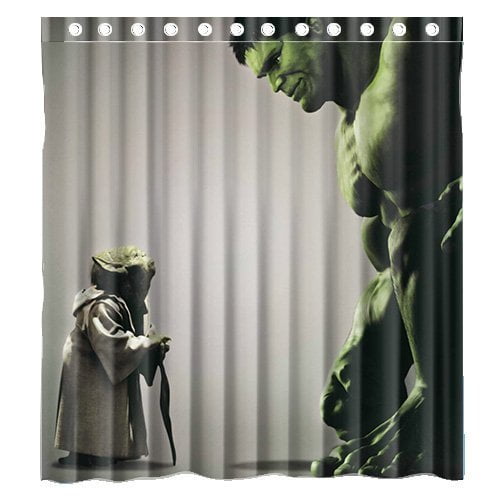 DEYOU Hulk and Star Wars Yoda Shower Curtain Polyester Fabric Bathroom ...