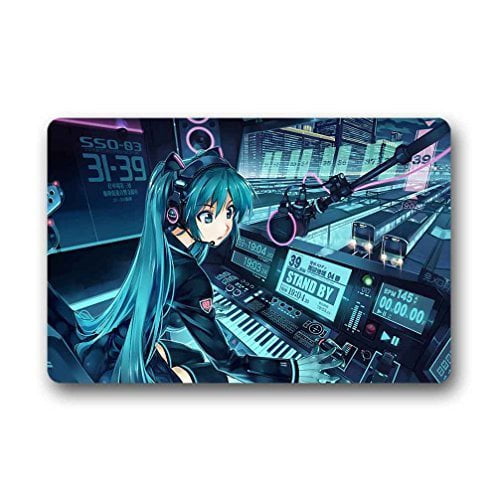 DEYOU Miku Chan Backed Doormat Outdoor Indoor Floor Mats Non-Slip ...