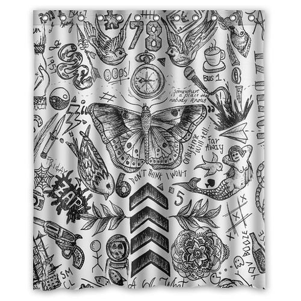 DEYOU One Direction Tattoos Shower Curtain Polyester Fabric Bathroom ...