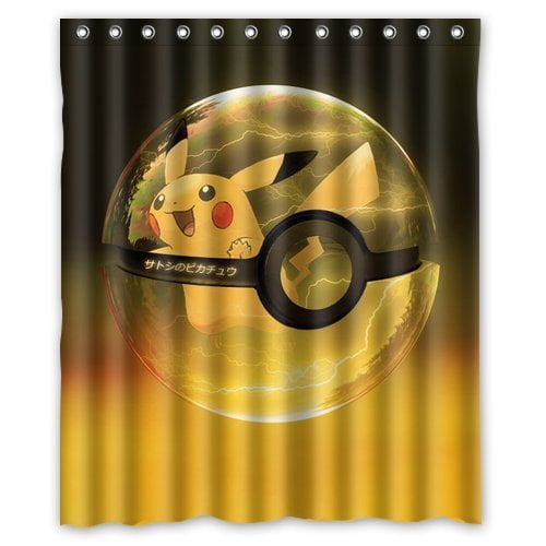 DEYOU Pokemon Cute Pikachu Shower Curtain Polyester Fabric Bathroom ...
