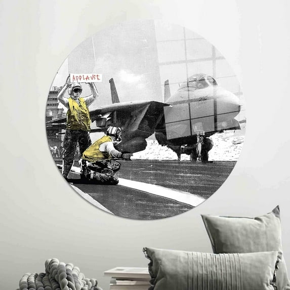 DEYOU Round Banksy Plane, Tempered Glass, Street Glass Art, Banksy ...