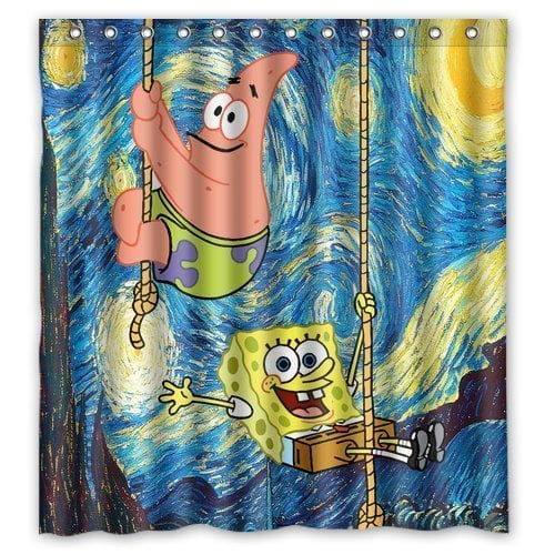 DEYOU Starry Night Spongebob Squarepants Patrick Star In Shower Curtain ...