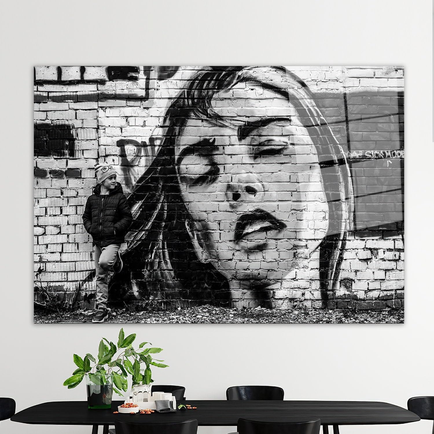 DEYOU Wall Decor, Wall Art, Tempered Glass, Woman Graffiti Glass, Girl ...