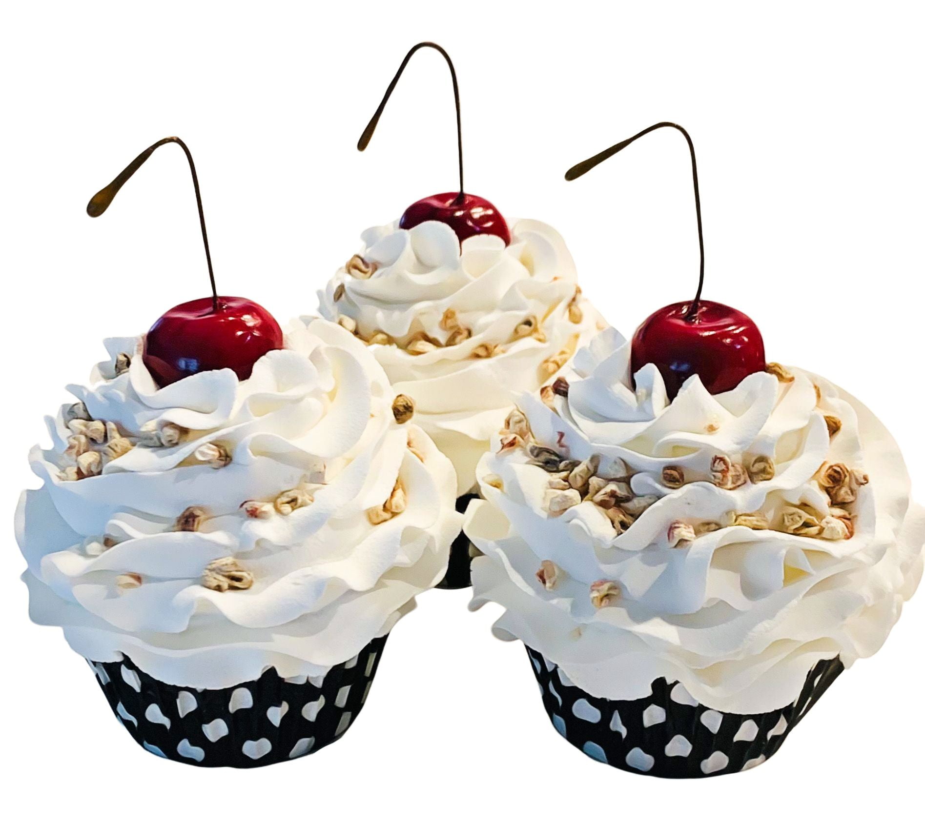 DEZICAKES Butter Pecan Cupcakes Fake Cupcakes Faux Set of 3 Prop ...