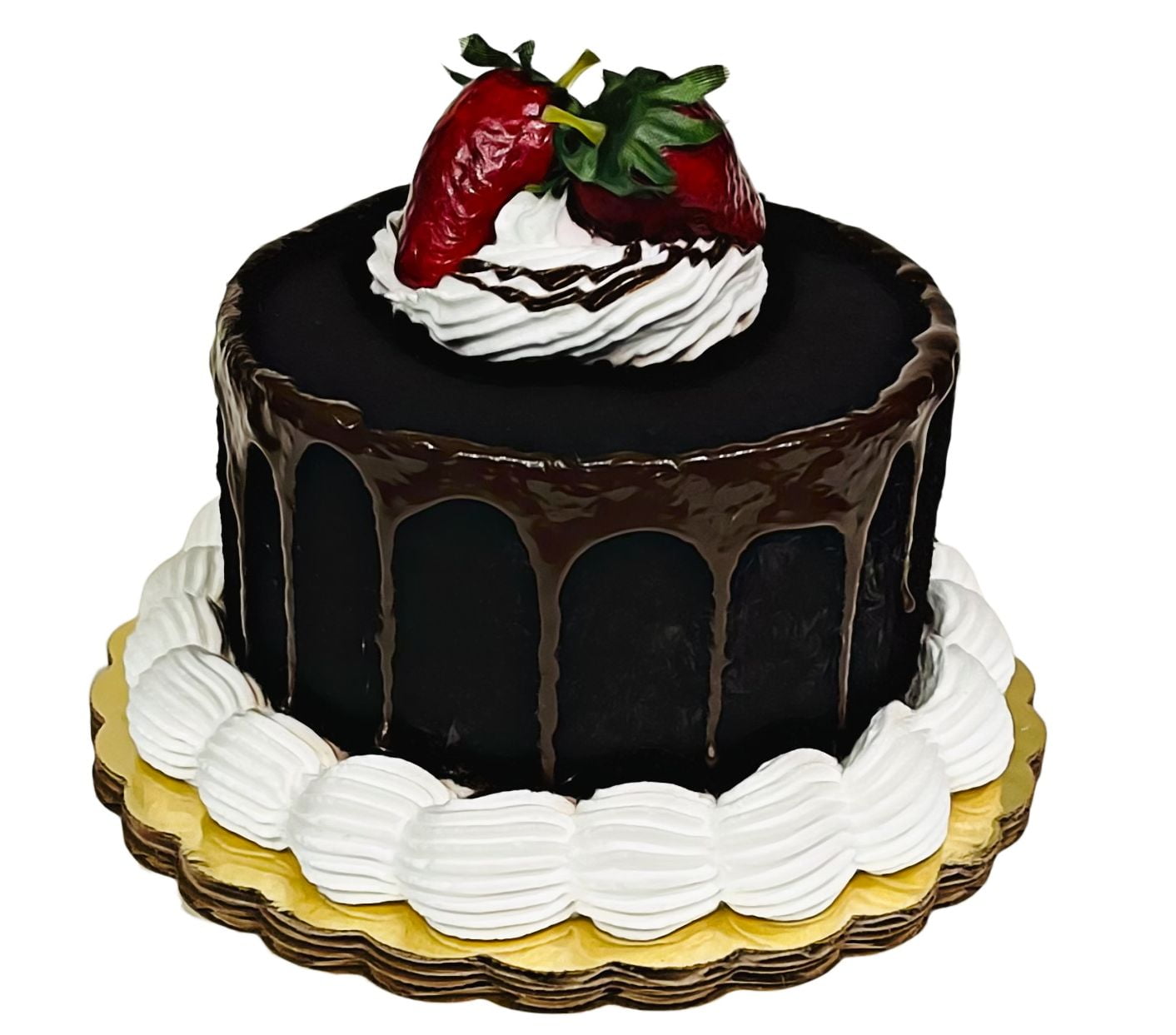 DEZICAKES Fake Cake Chocolate Fudge Drizzle w/ Strawberries Prop ...