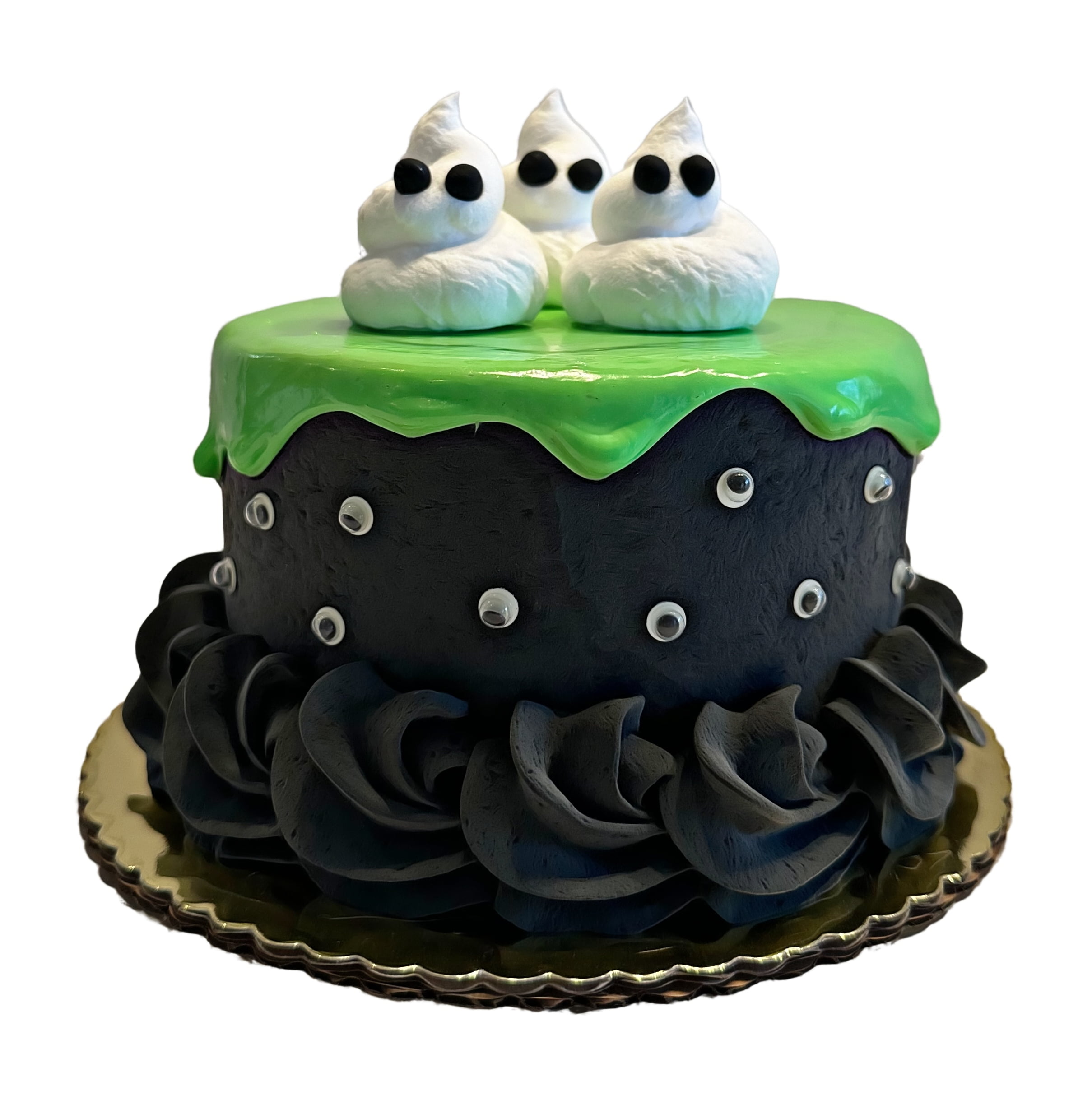 DEZICAKES Fake Cake Halloween Fake Cake Black & Green Ghost Cake Prop ...