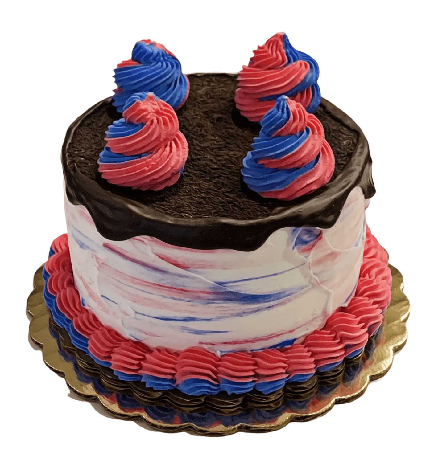 DEZICAKES Fake Cake Red White & Blue Chocolate Drizzle Prop Decoration ...