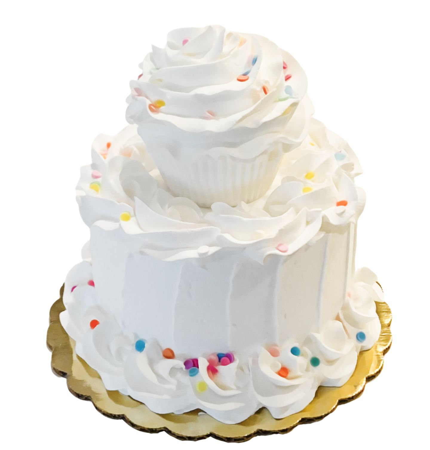 DEZICAKES Fake Cake White Birthday Cupcake Cake Confetti Prop ...