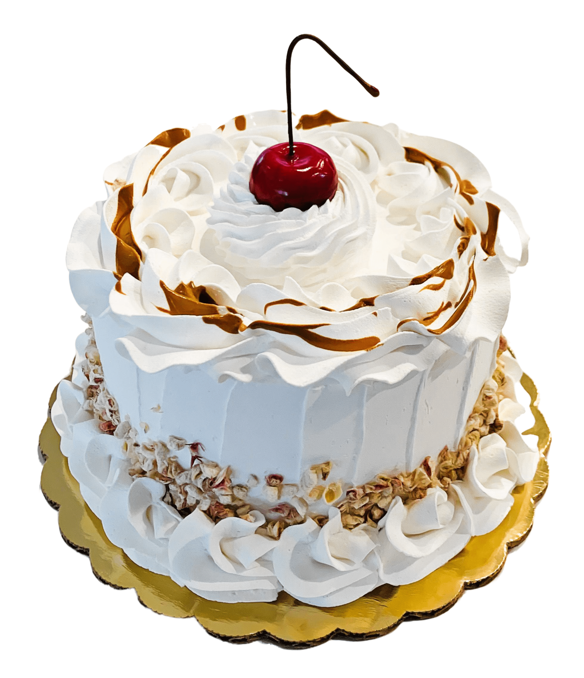 DEZICAKES Fake Cake White Frosted Chocolate Carmel Cake with Cherry -6 ...