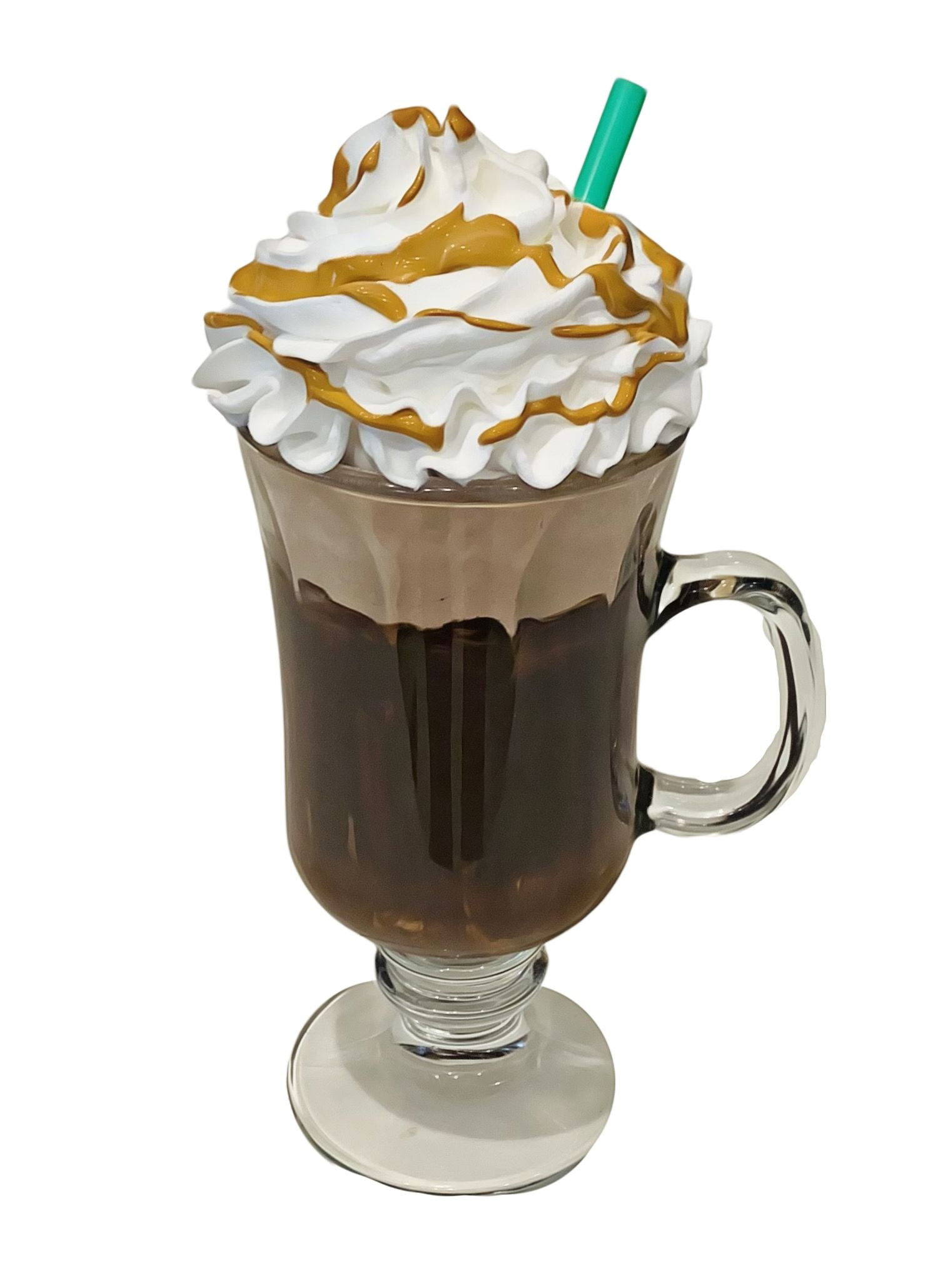 DEZICAKES Fake Coffee in Tall Irish Glass Carmel Latte Prop Decoration ...