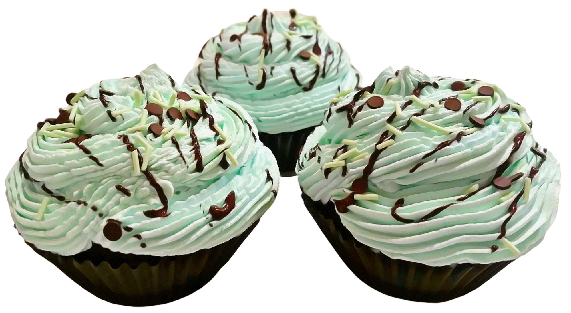 DEZICAKES Fake Cupcakes Mint Chocolate Chip Set of 3 Prop Decoration ...