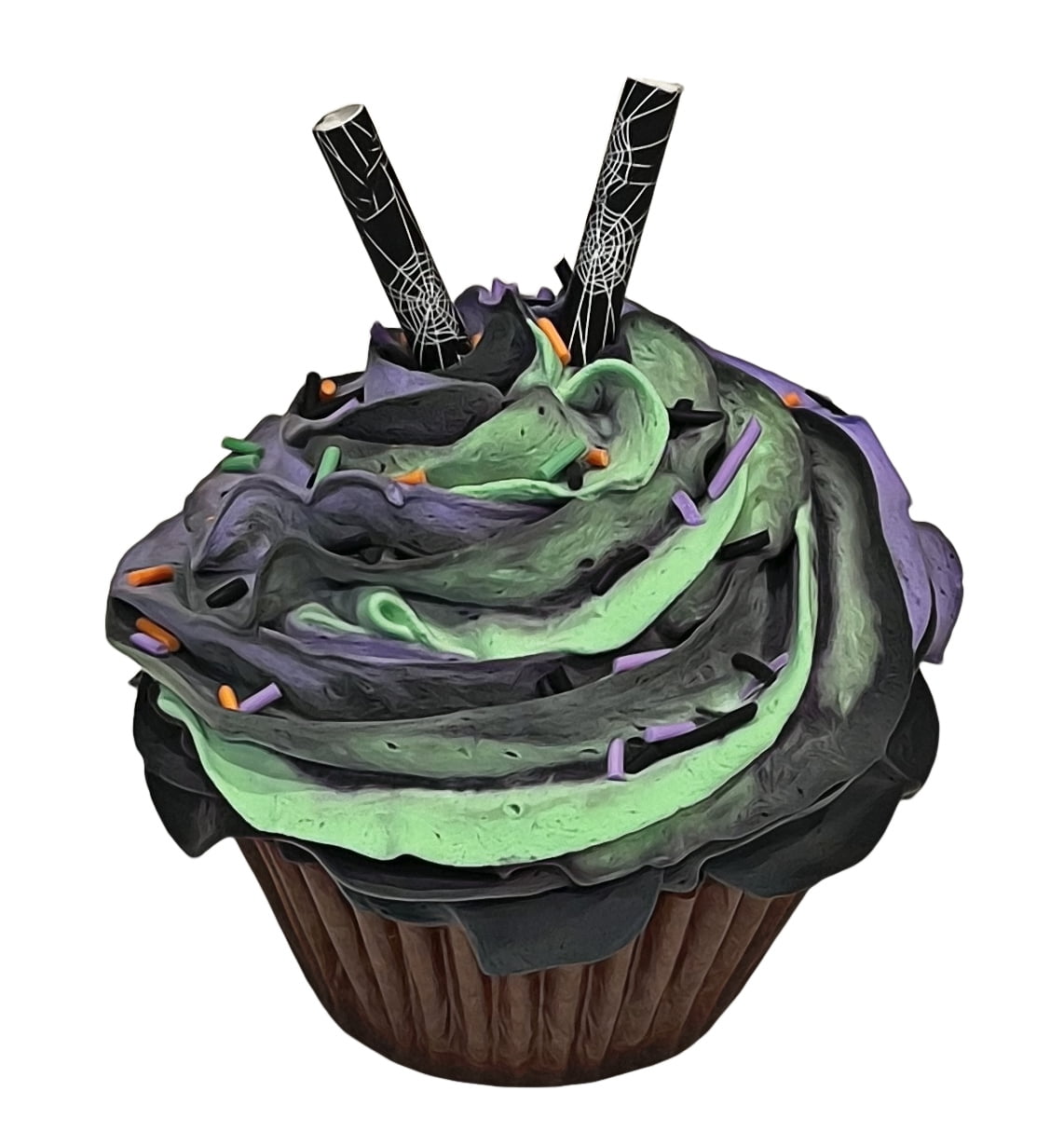 DEZICAKES Fake Halloween Cupcake Purple & Black Prop Decoration ...