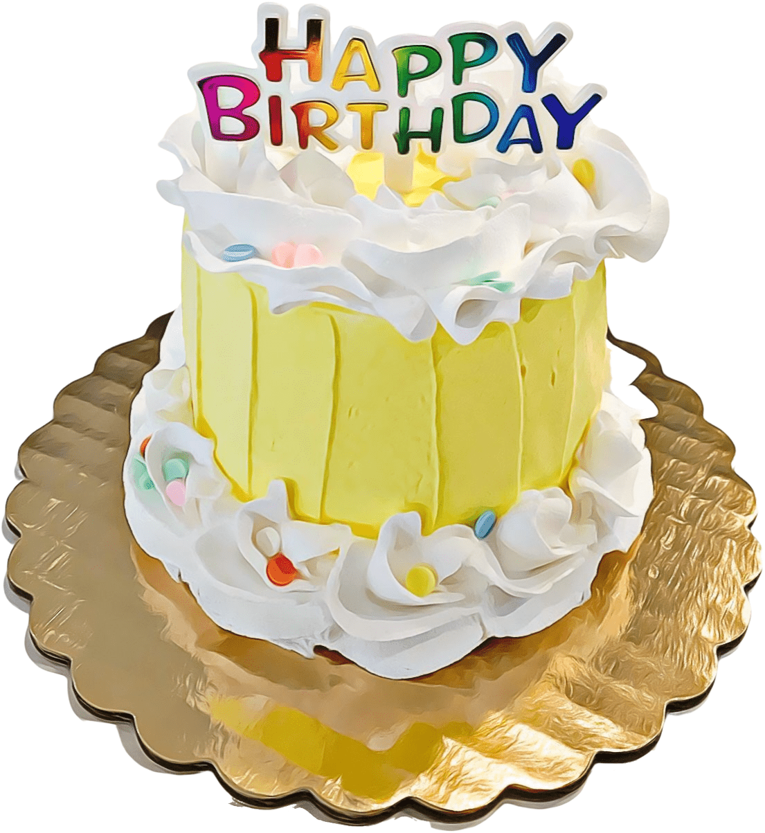 DEZICAKES Fake Mini Cake Yellow Birthday Cake Prop Decoration Dezicakes ...