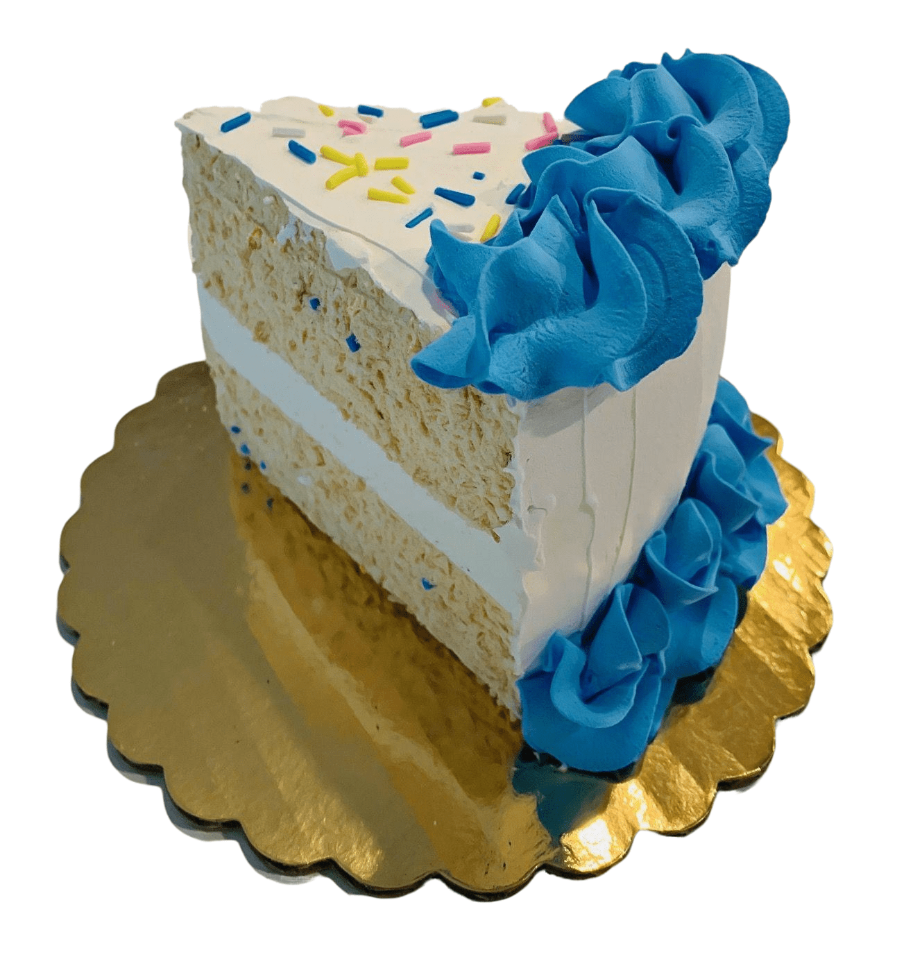DEZICAKES Fake Piece of Cake Birthday Cake Confetti Blue & White Slice ...