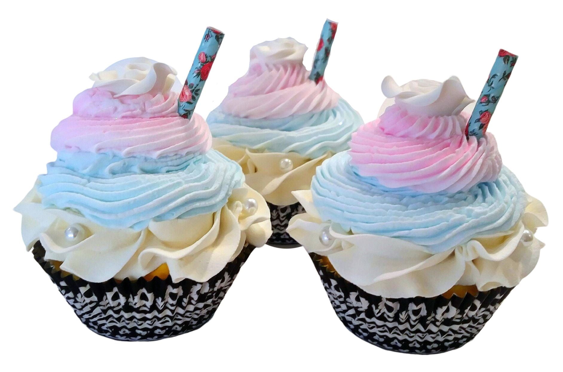 DEZICAKES Shabby Chic Faux Cupcakes- Fake Food Display SET of 3- Home ...