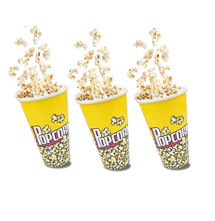 DEZIINE 3pcs long Popcorn Plastic Bowl Movie Theater Popcorn Bucket ...