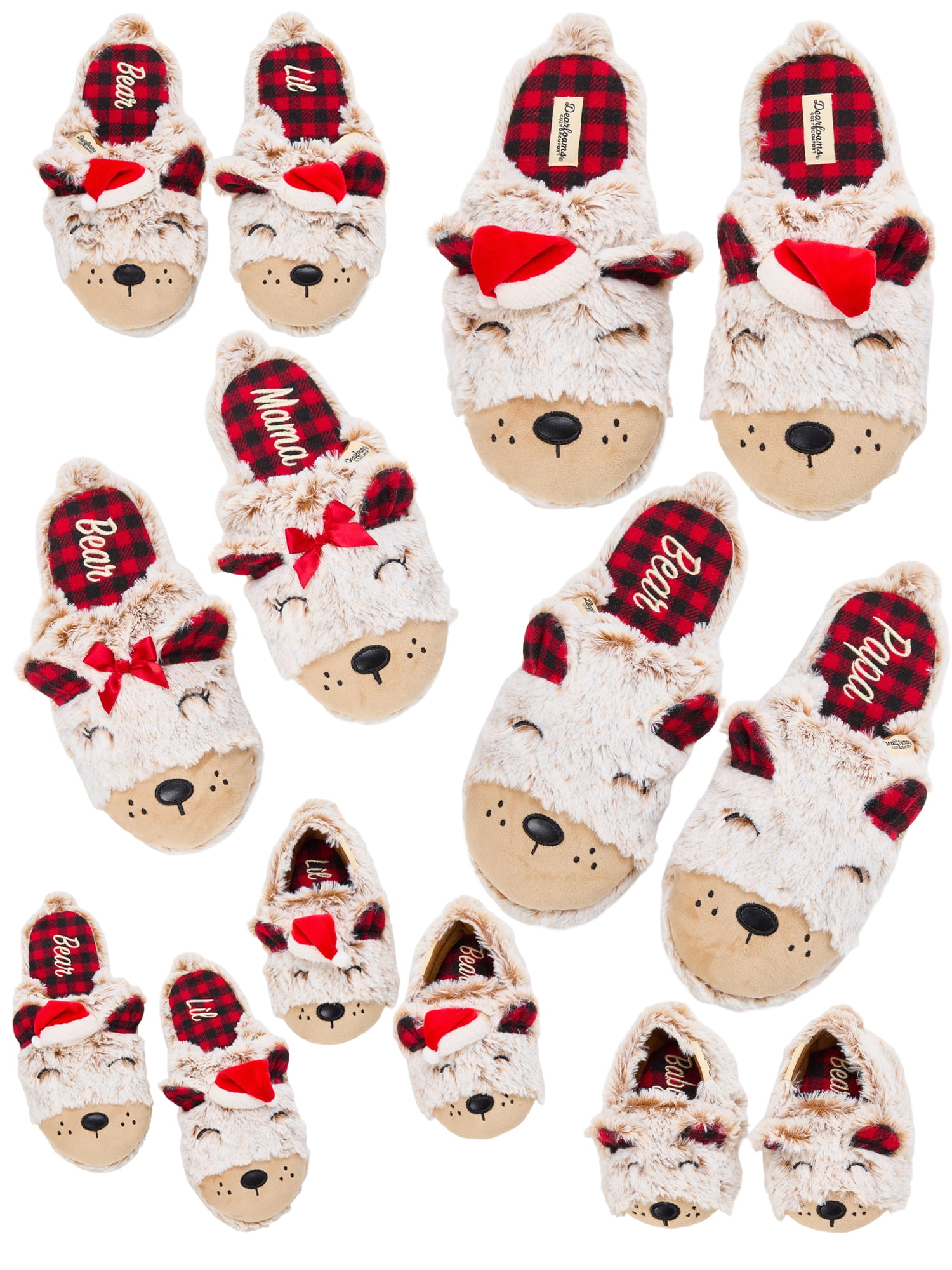 Dearfoams Cozy Comfort Matching Family Bear Slippers - Walmart.com