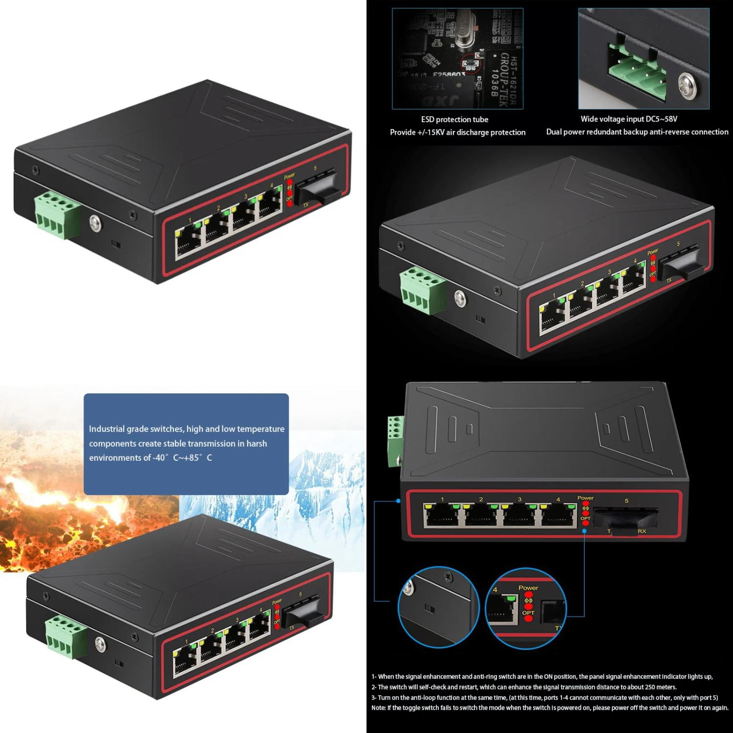 DFDIEJZ Ethernet Smart Switcher 1F4T-Port Internet Splitter RJ45 Hub ...