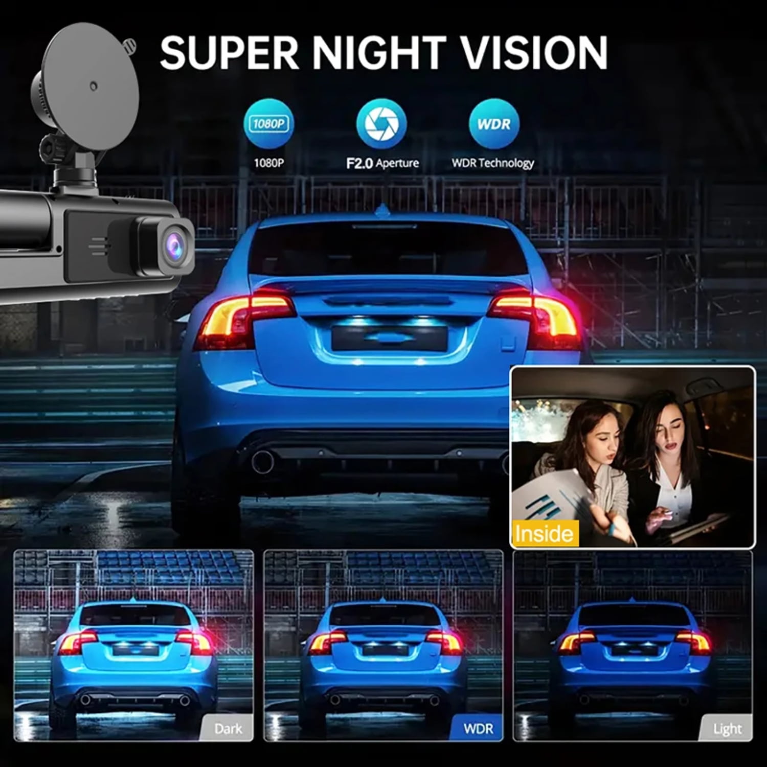 DFDIEJZ High Definition Ultimate Essential 3Channel Black Box WiFi ...