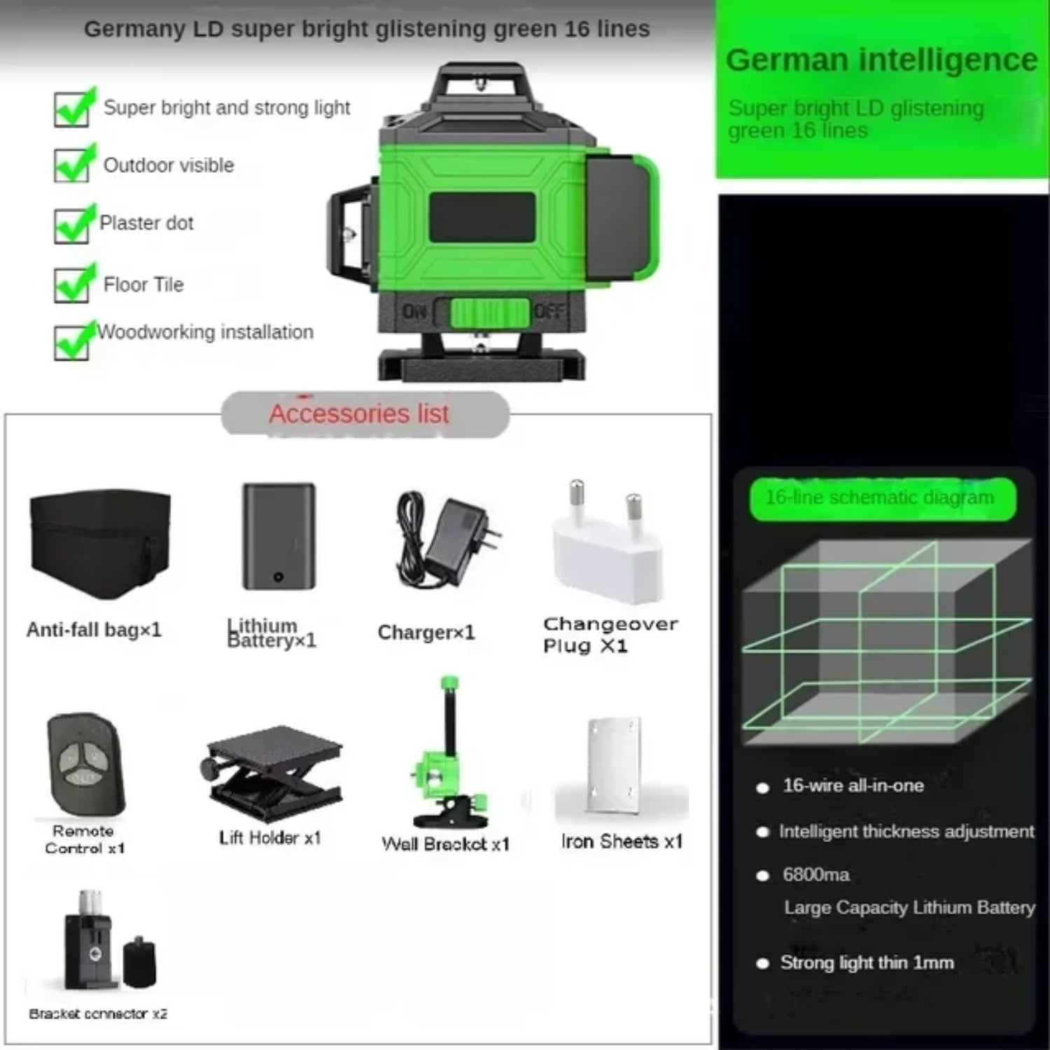DFDIEJZ Versatile and Accurate Battery-Powered Laser Level with Self ...