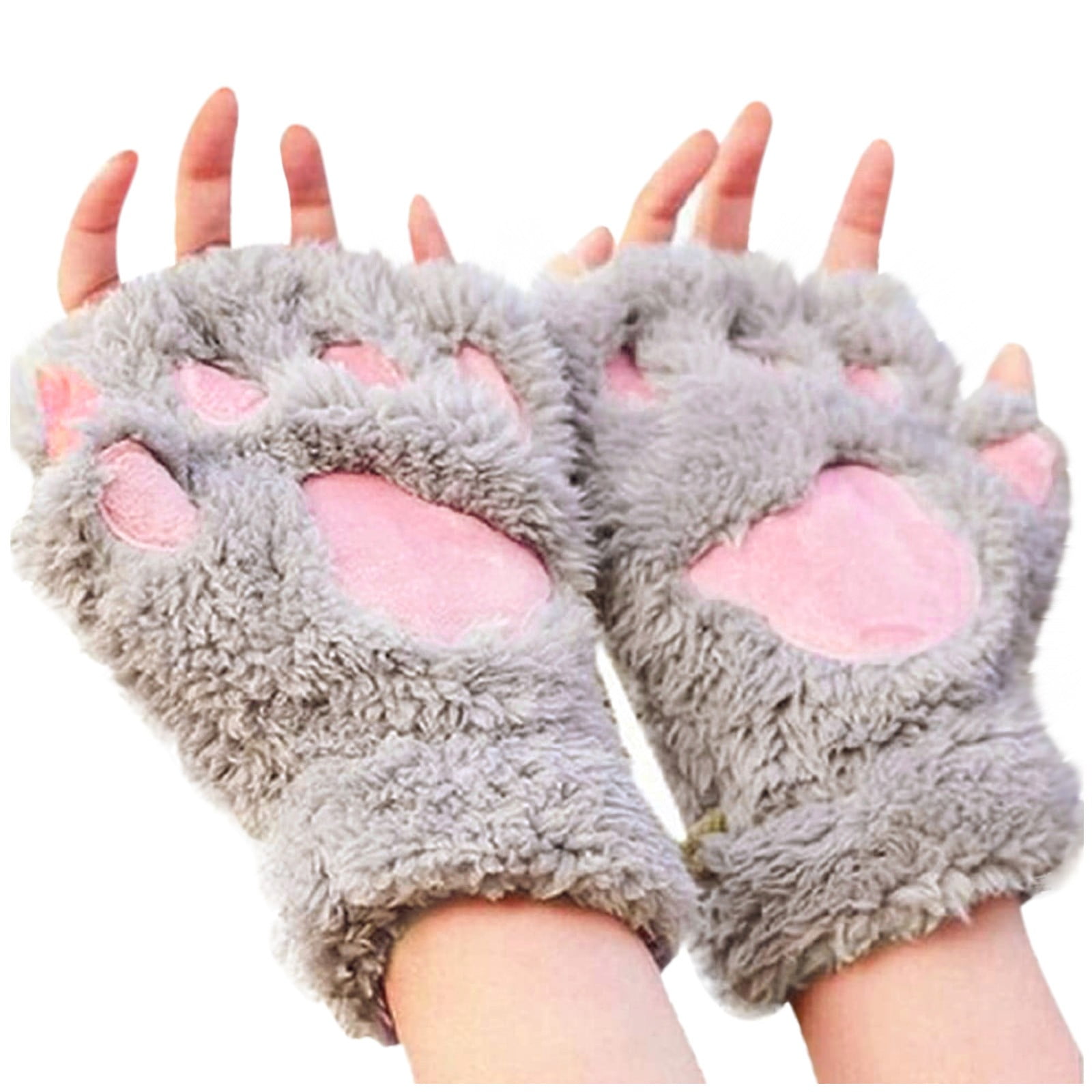 DFEK Cozy Winter Half Finger Mittens with Adorable Bear Design for ...