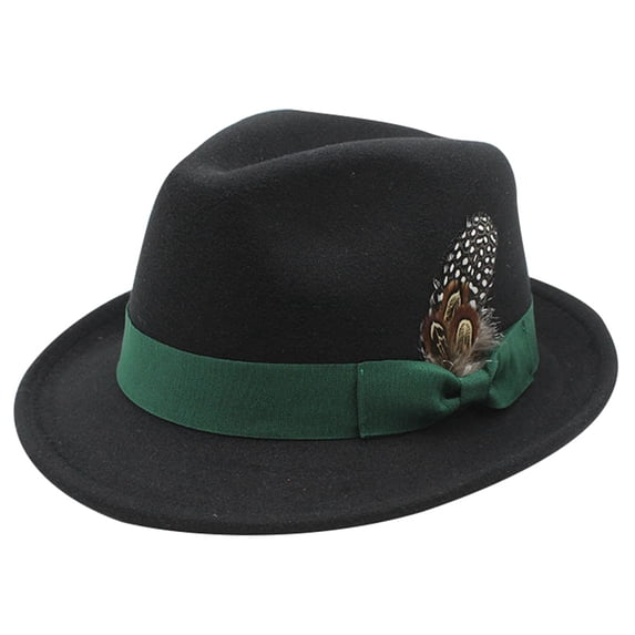 DFEK Crushable Wool Fedora Hat For Men Stylish Travel Outdoor Feather ...