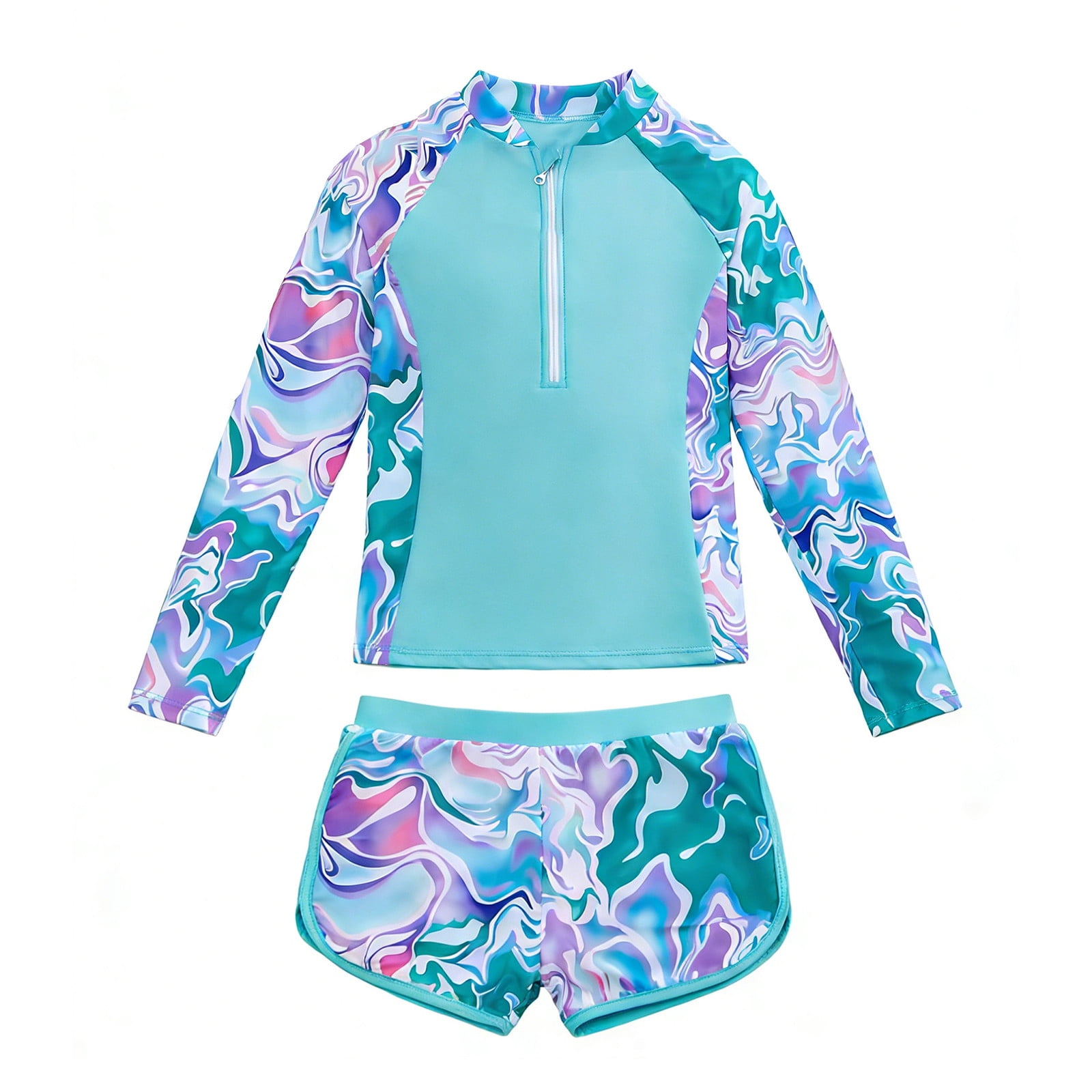 DFEK Girls Swimsuit Teen Bathing Suits Long Sleeve Girls' Swimwear ...