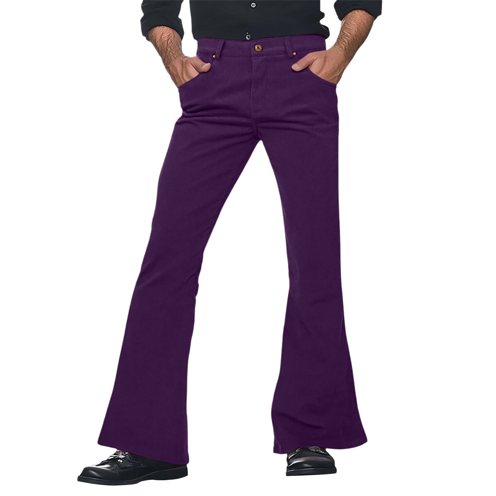DFEK Men's Retro Casual Flared Trousers 60s 70s Bell Bottoms Vintage ...