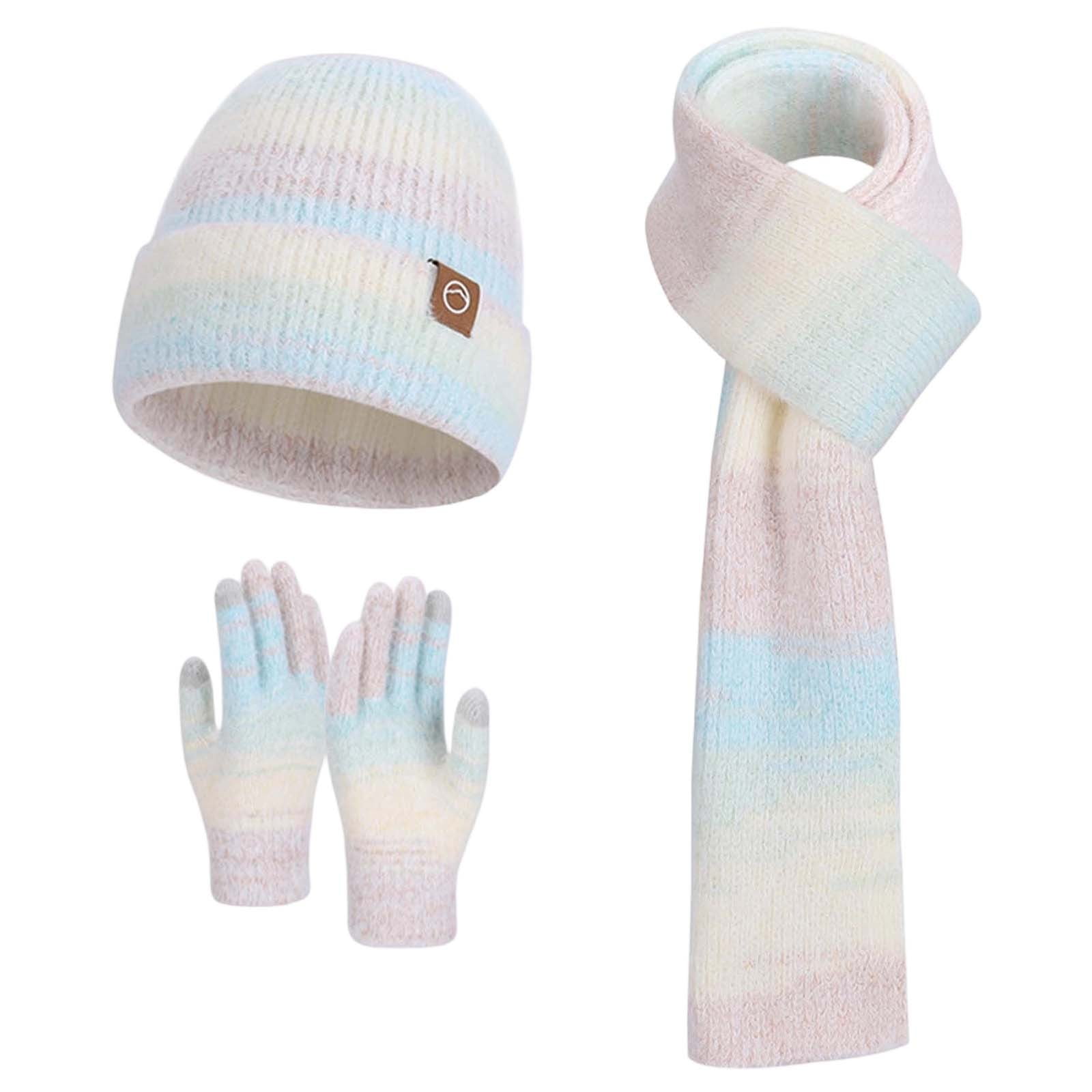 DFEK Winter Knitted Scarf Hat and Gloves Set for Thermal Ear Outdoor ...